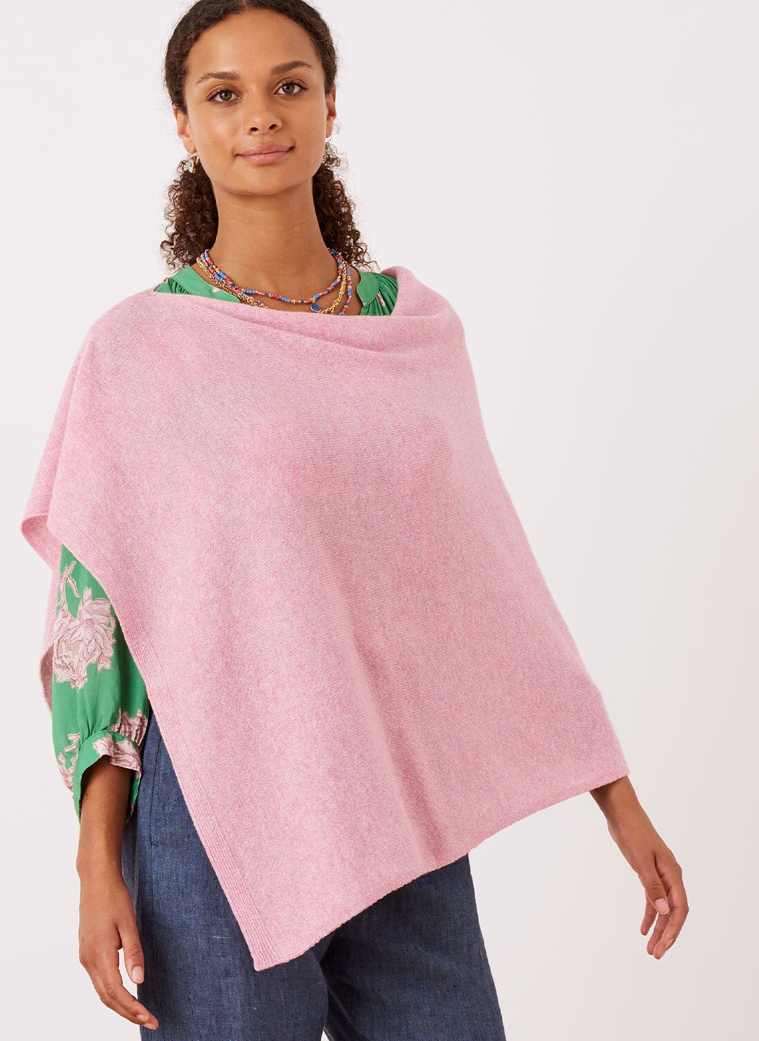 Rose Cashmere Gauzy Knit Poncho | Capes & Ponchos | Brora