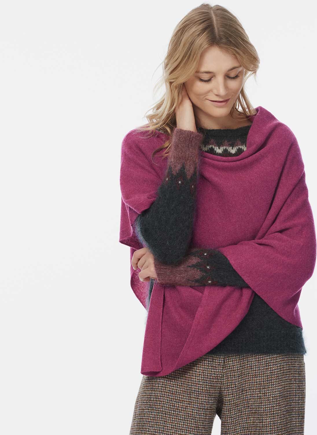 Tourmaline Cashmere Gauzy Knit Poncho | Ponchos & Capes | Brora
