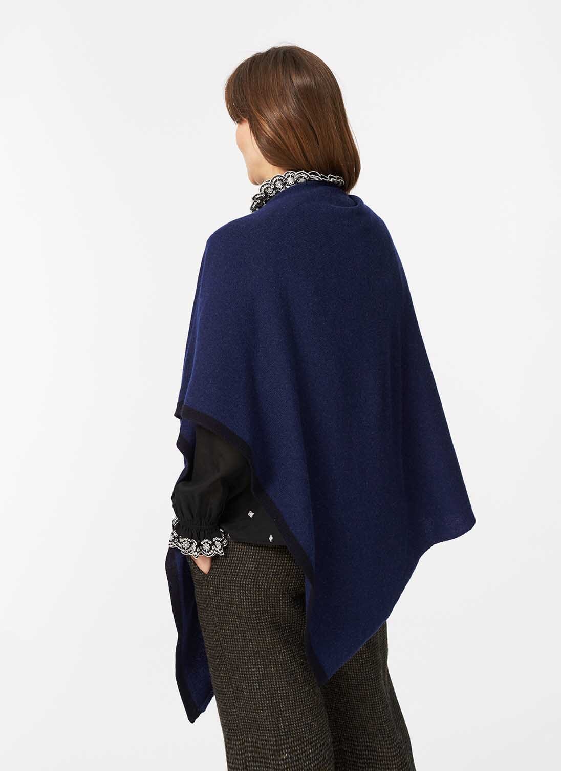 French Navy Cashmere Poncho | Women's Cashmere | Brora