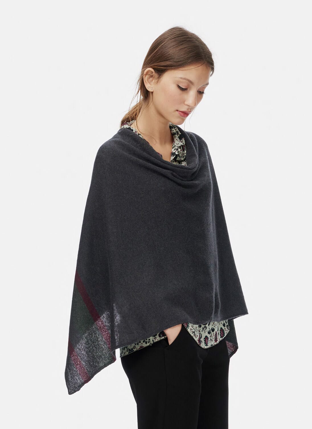 Cashmere Colour Block Poncho | Brora.co.uk