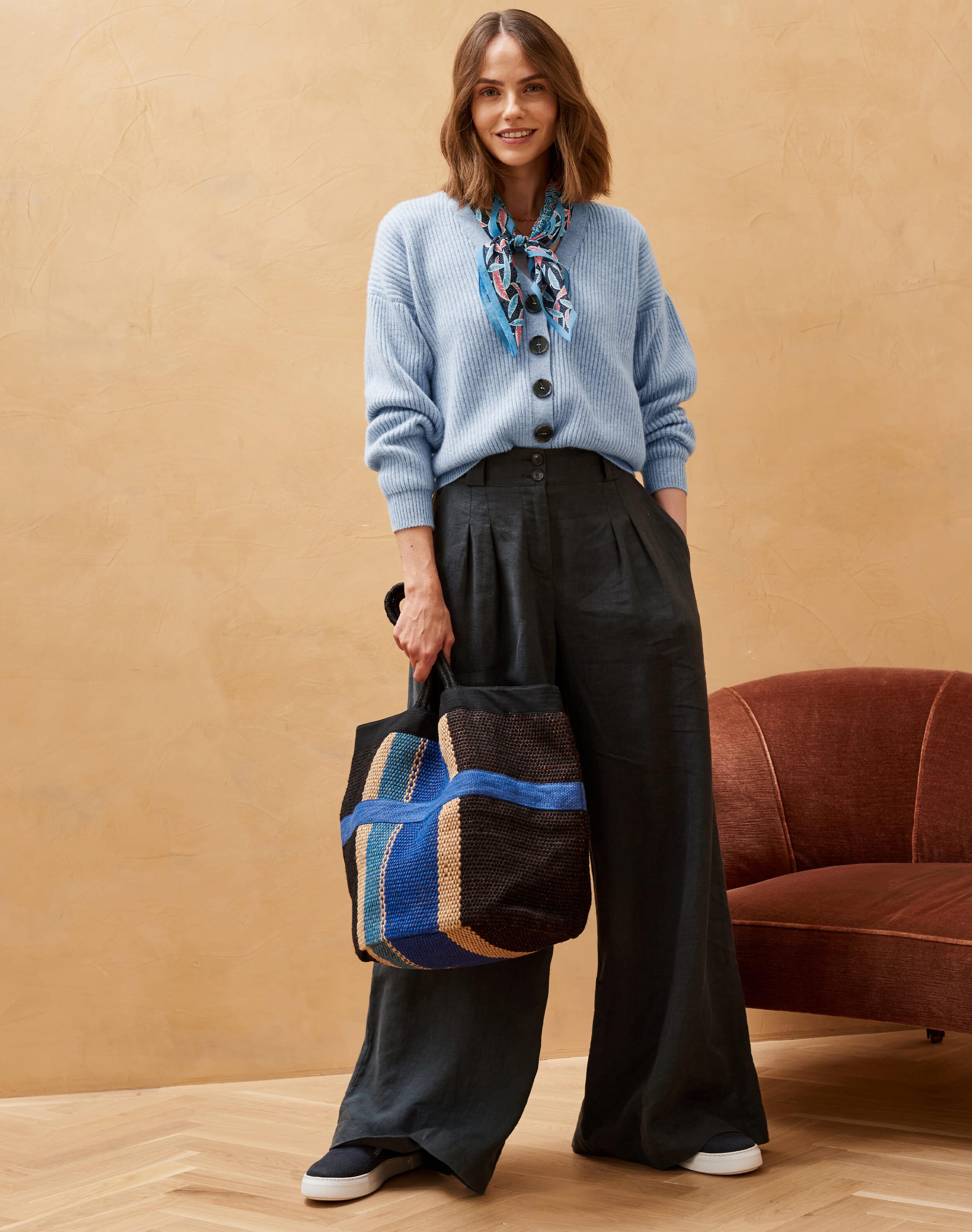 Light Blue V Neck Cardigan | Women's Cardigans | Brora Fashion