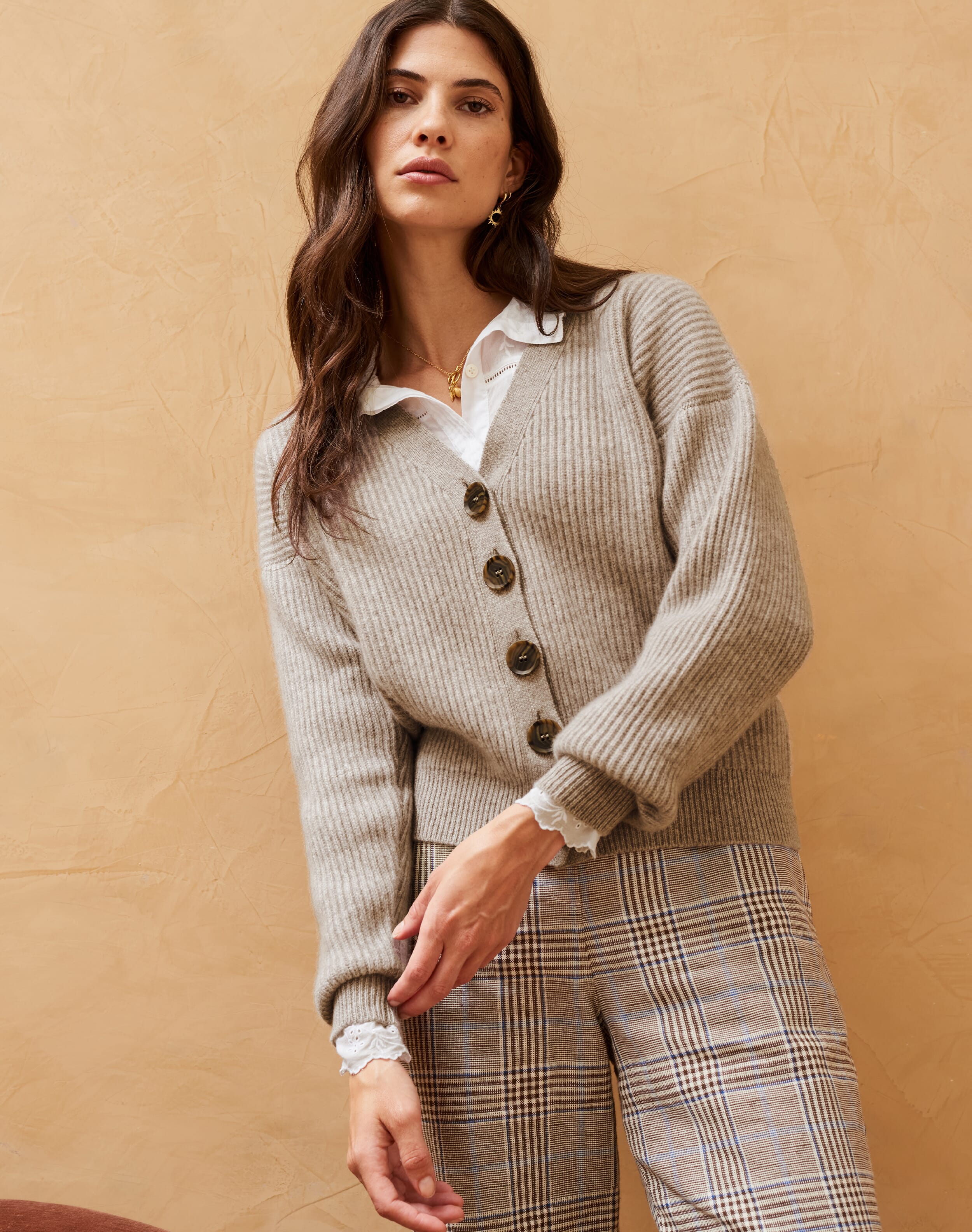 Grey V Neck Cardigan | Women's Cardigans | Brora Fashion