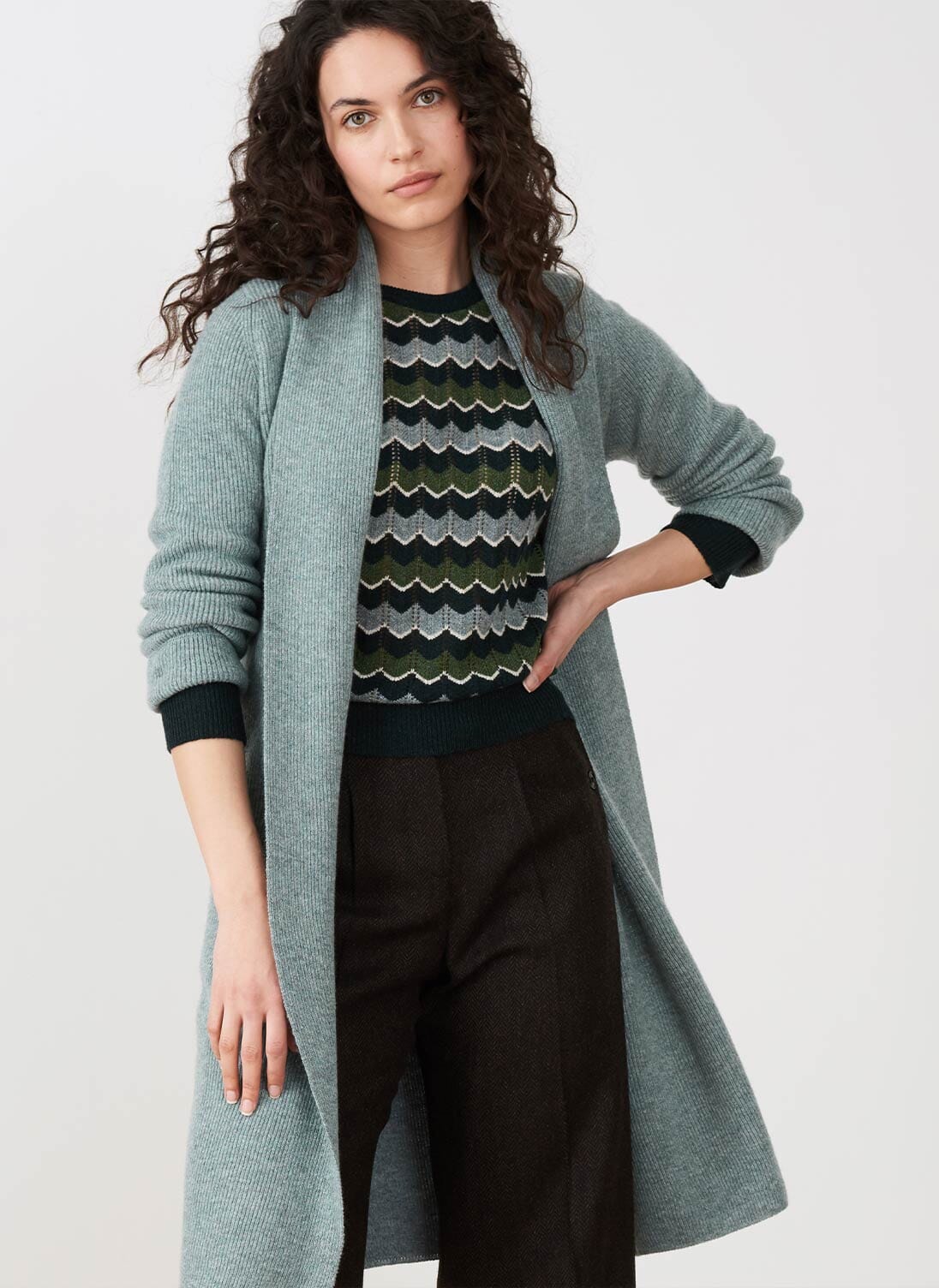 Mercury Cashmere Shawl Ribbed Cardigan | Women's Knitwear | Brora