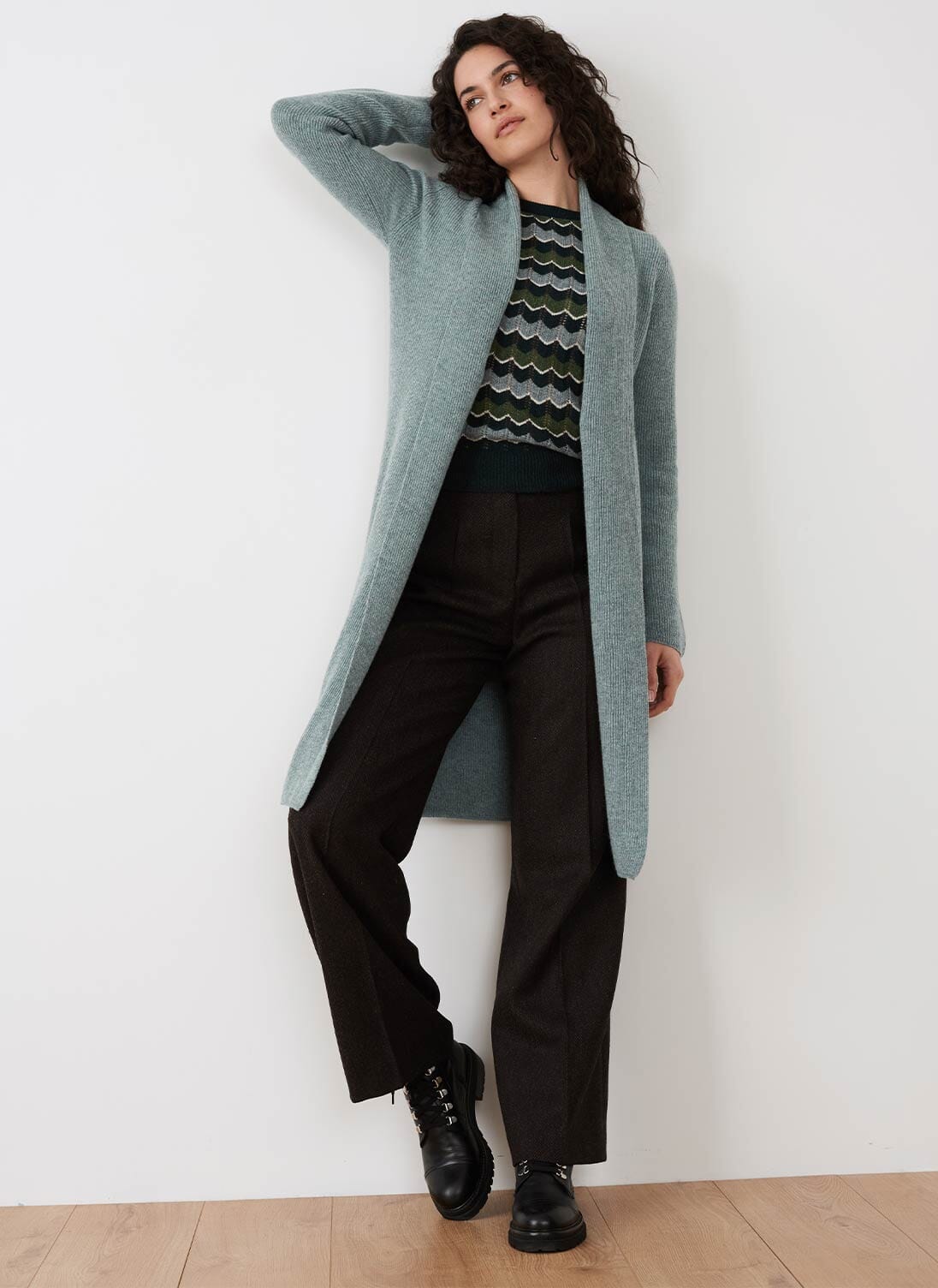 Mercury Cashmere Shawl Ribbed Cardigan | Women's Knitwear | Brora