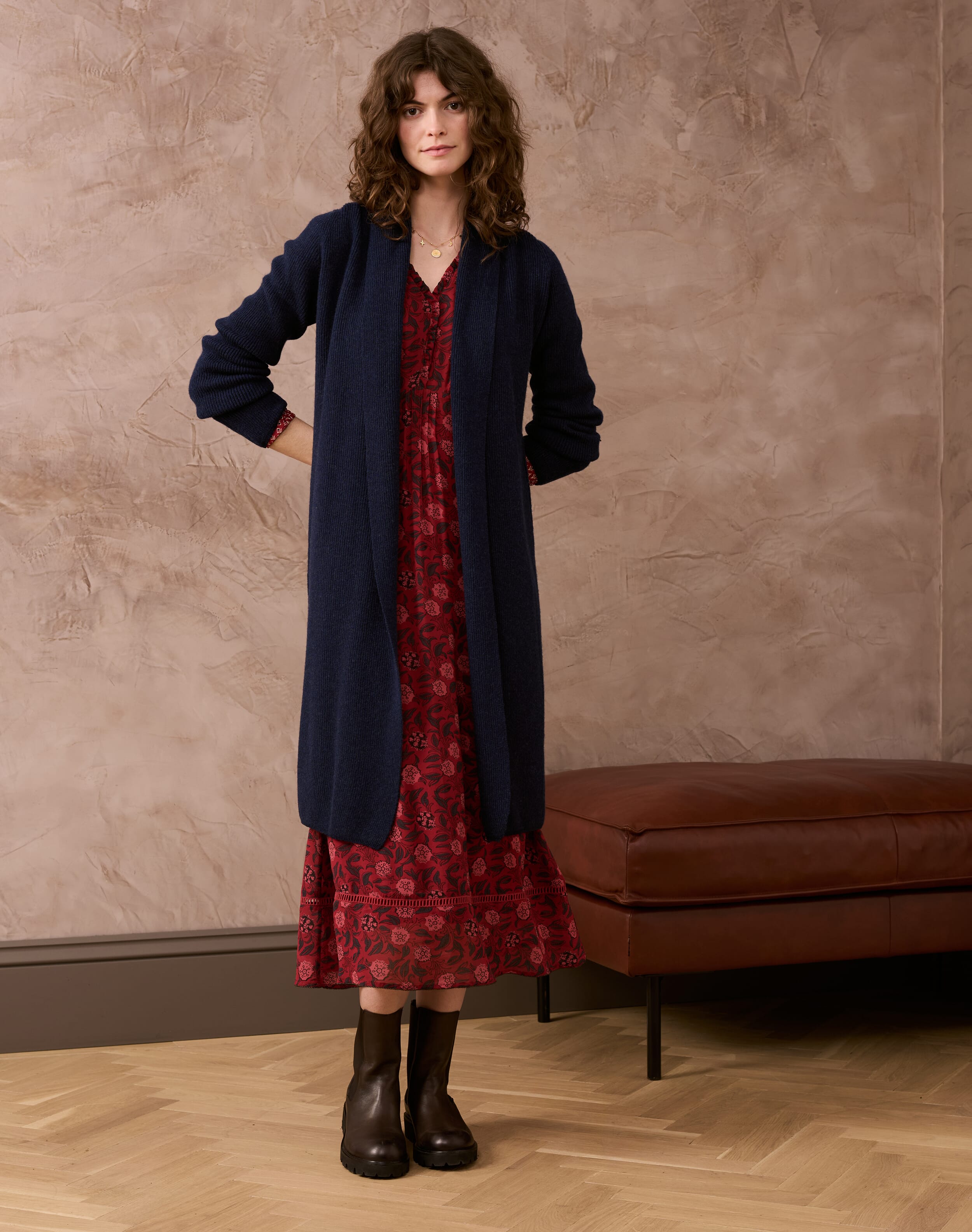 Navy Cashmere Shawl Cardigan | Women's Knitwear | Brora Sale