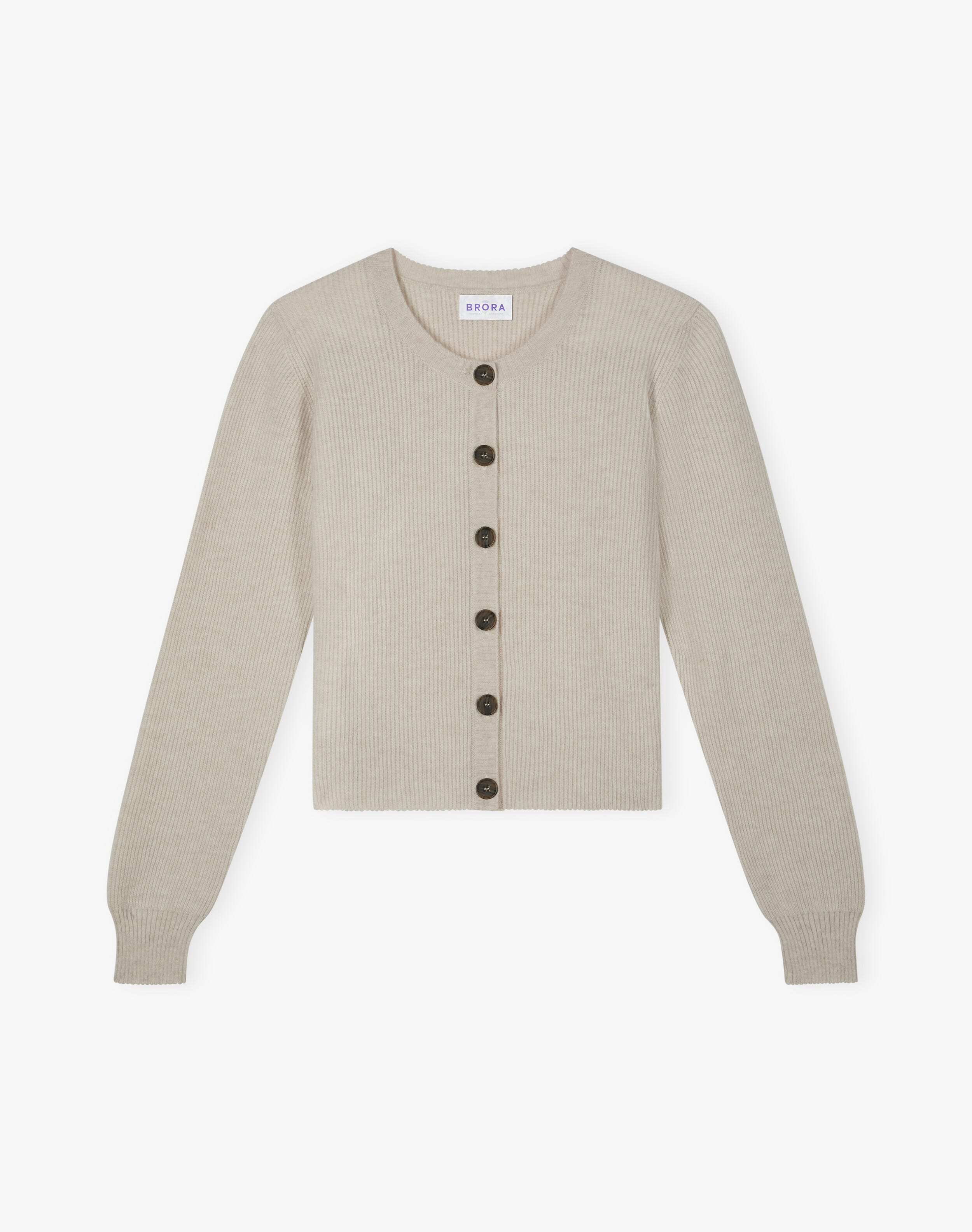 Scottish Cashmere Ribbed Cardigan in Swan | Cardigans | Brora