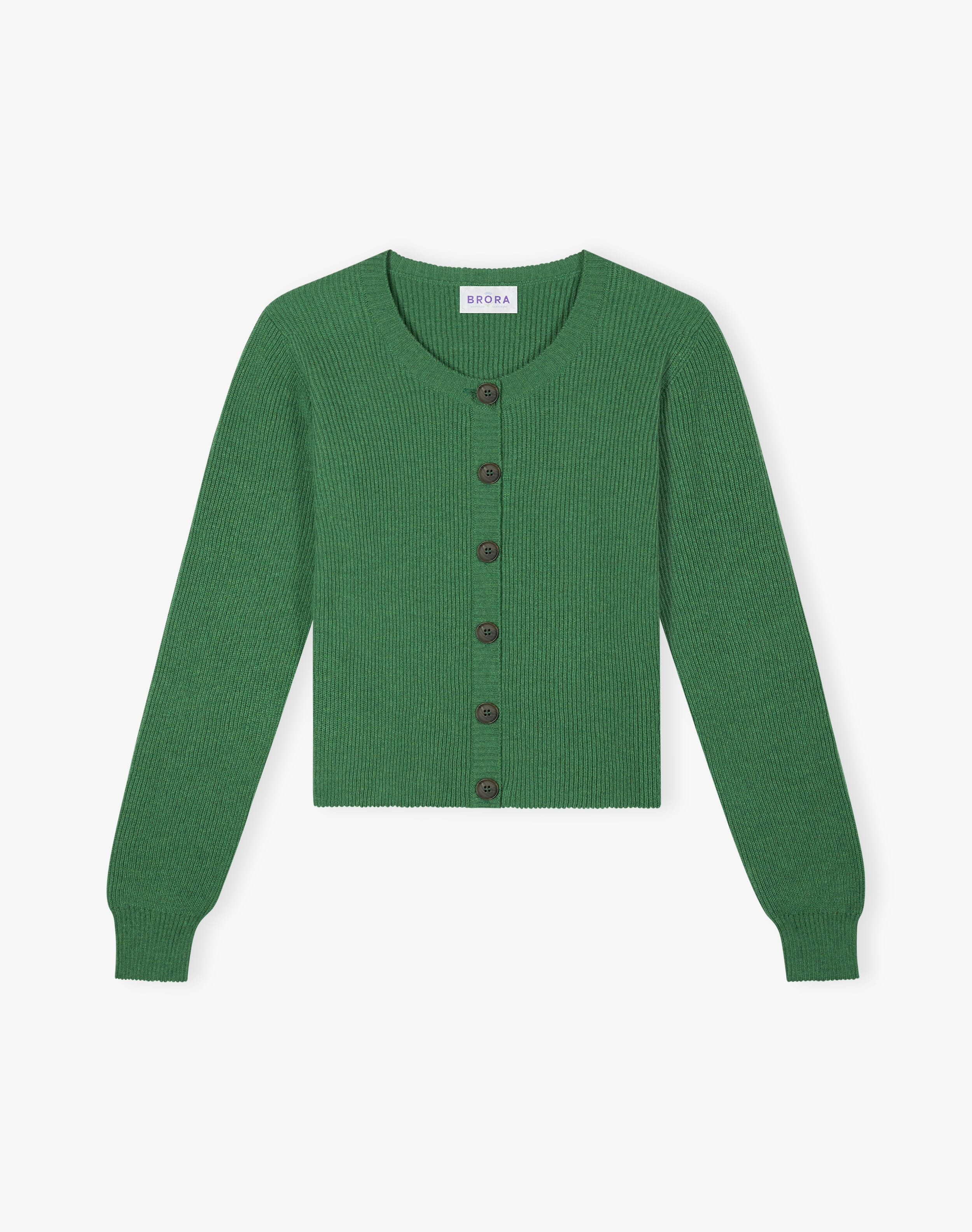 Cashmere Ribbed Cardigan in Meadow | Cardigans | Brora