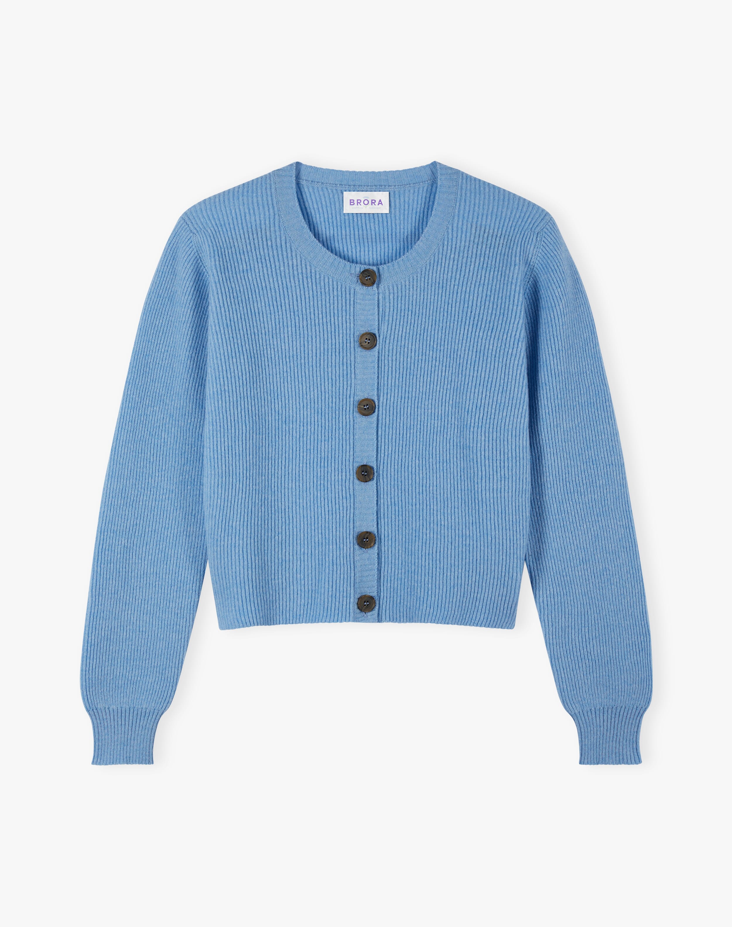 Blue Cashmere Ribbed Cardigan | Women's Knitwear | Brora Sale