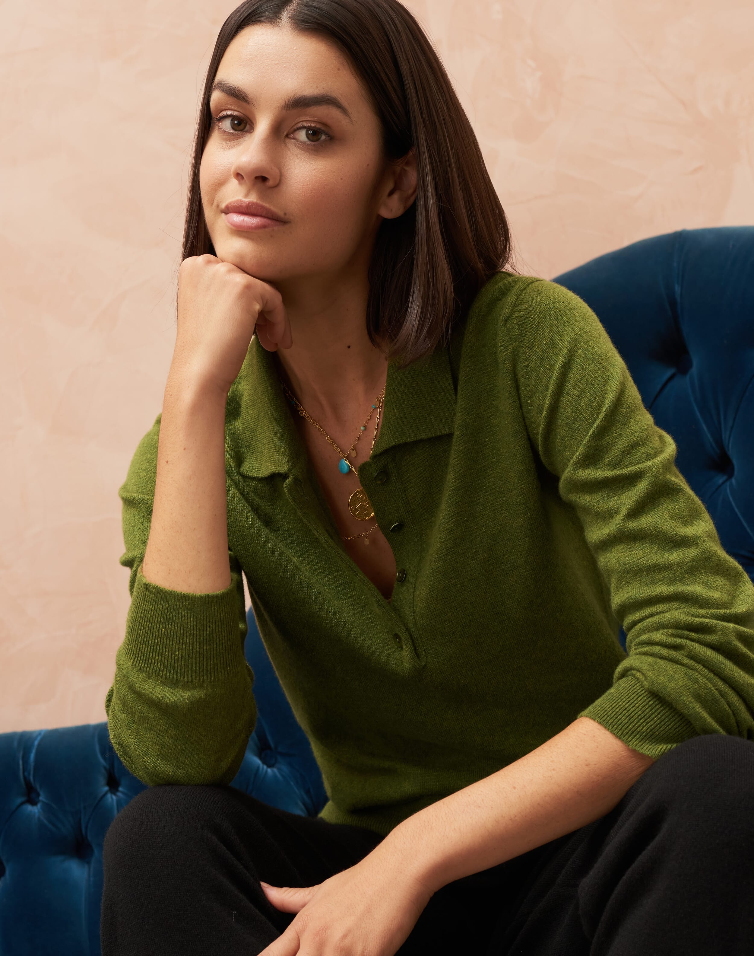 Cashmere Cropped Cardigan in Moss | Women's Knitwear | Brora