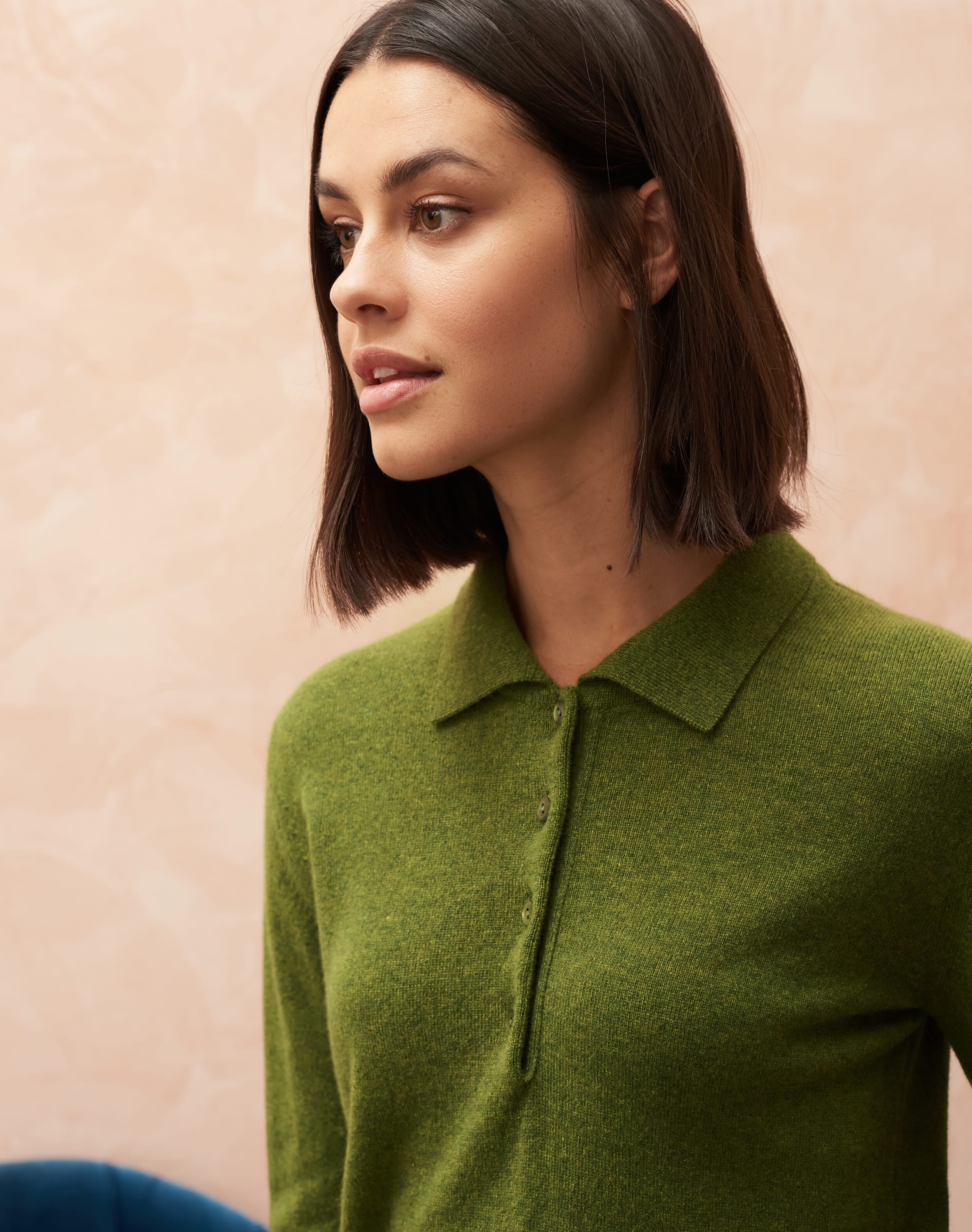 Cashmere Cropped Cardigan in Moss | Women's Knitwear | Brora