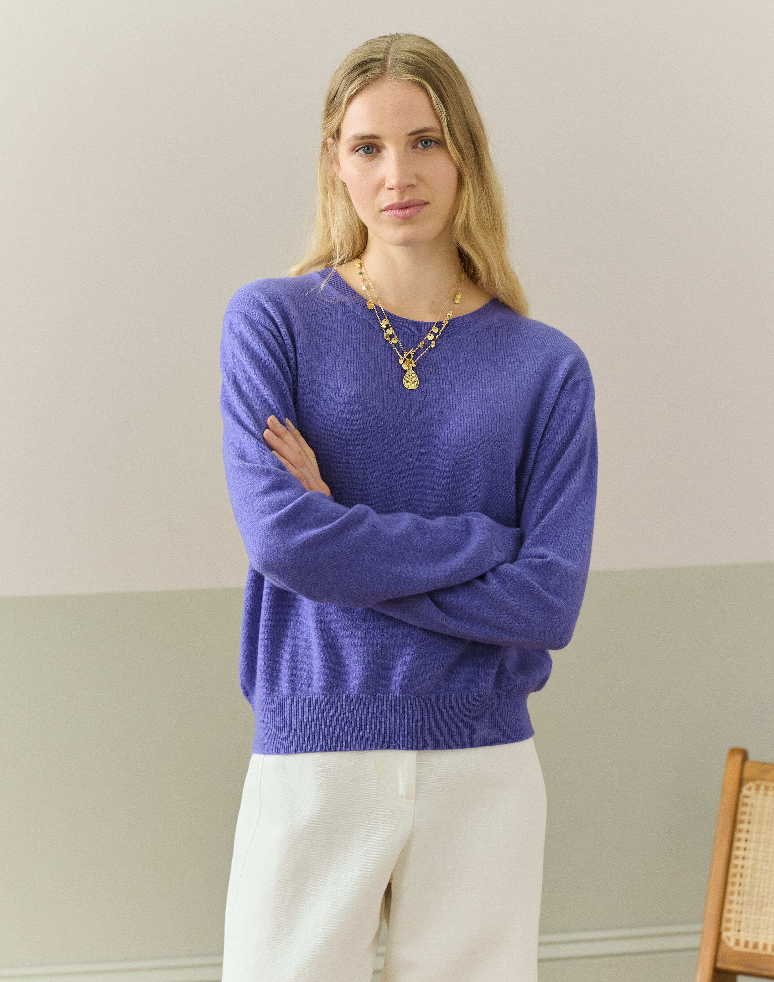 Cashmere Round Neck Jumper in Wisteria | Women's Jumpers| Brora