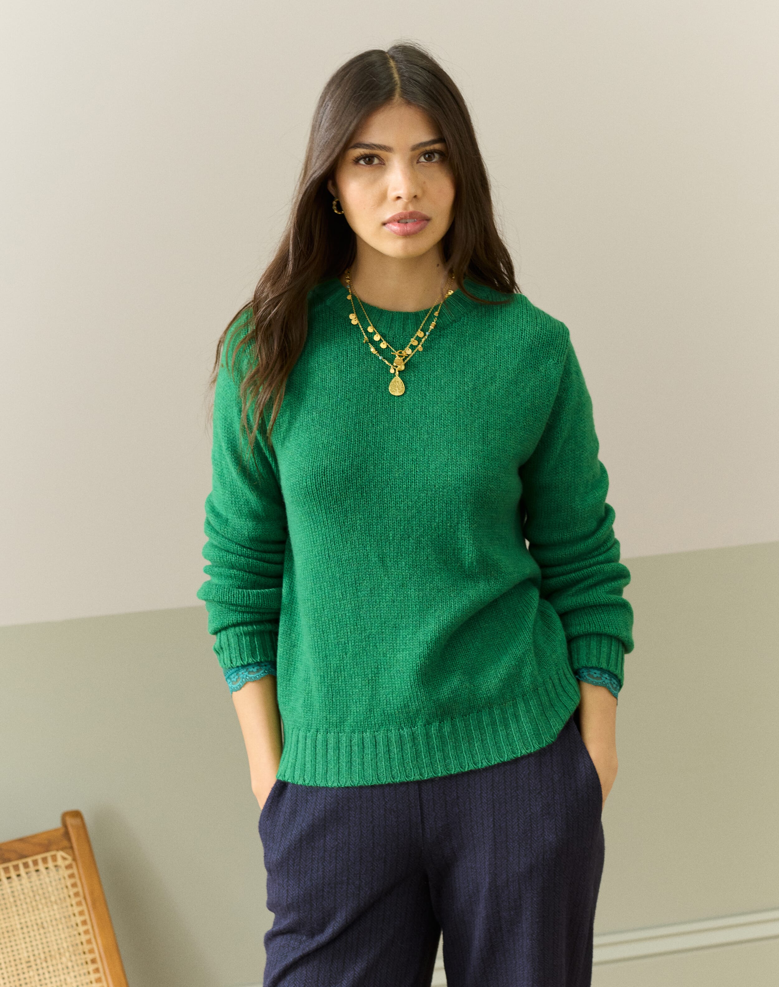 Cashmere Gauzy Jumper in Meadow | Womenswear | Brora Fashion