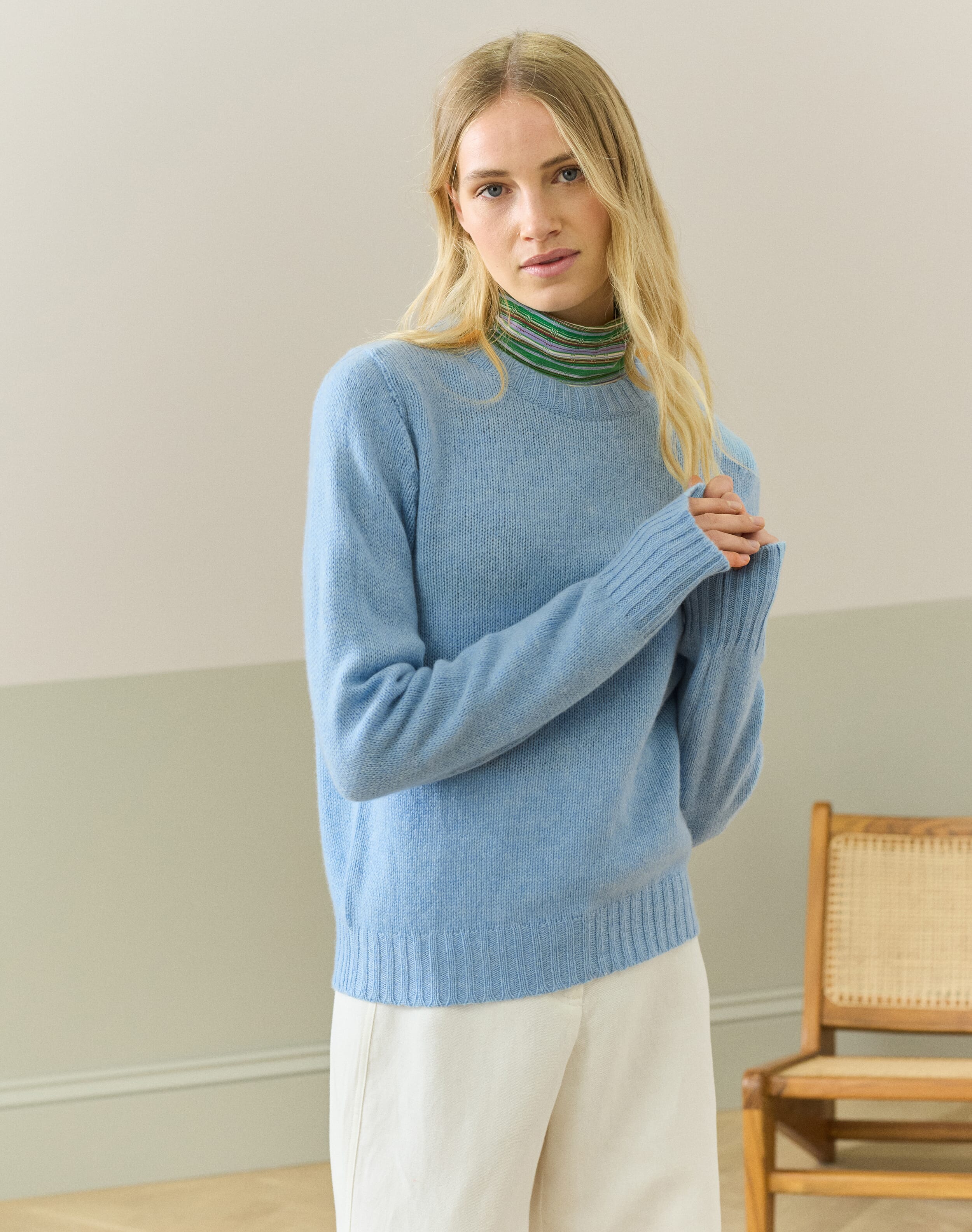 Cashmere Gauzy Jumper in Porcelian | Womenswear | Brora