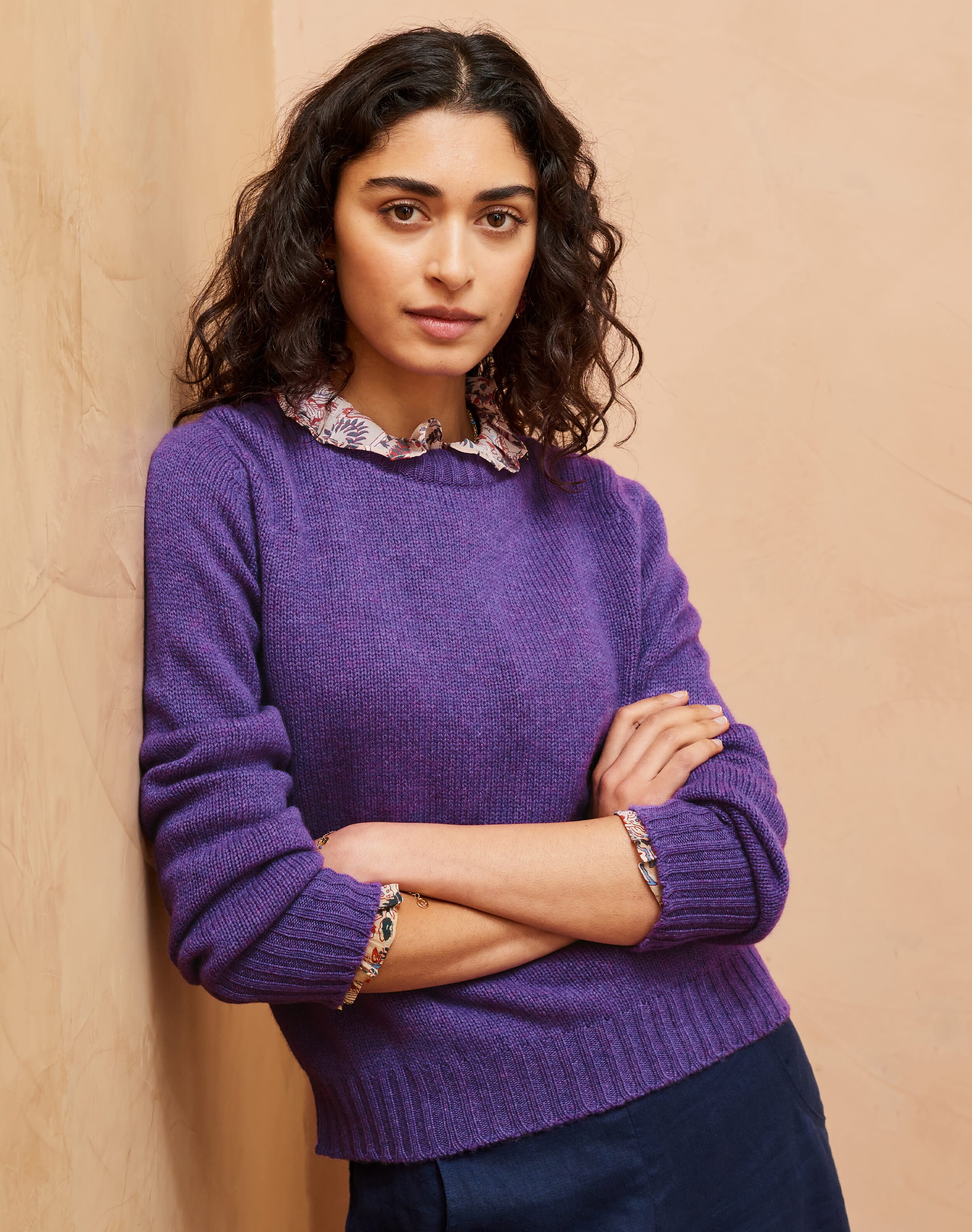 Cashmere Gauzy Jumper in Purple | Women's Jumpers | Brora UK