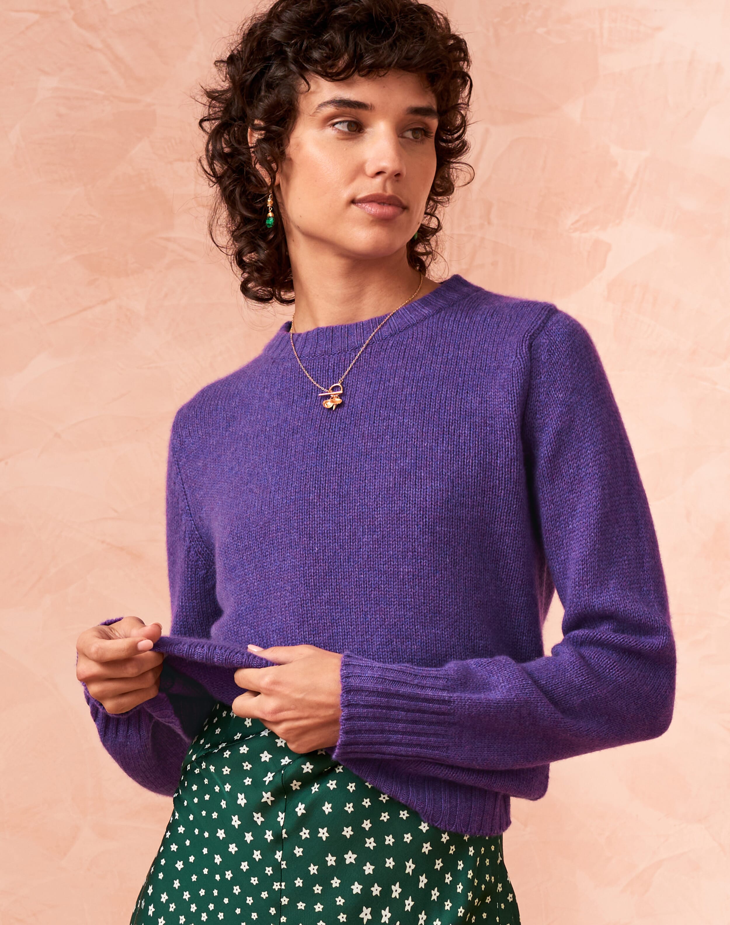 Cashmere Gauzy Jumper in Purple | Women's Jumpers | Brora UK