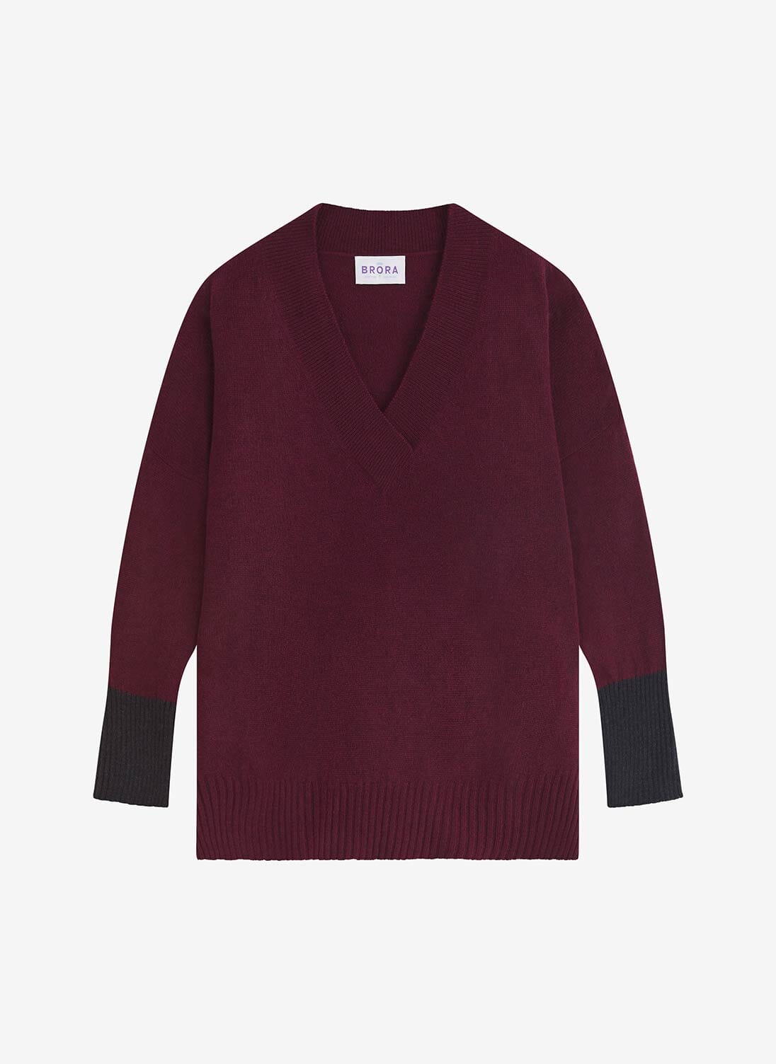 Women's Berry & Midnight Cashmere Gauzy V Neck Jumper | Brora