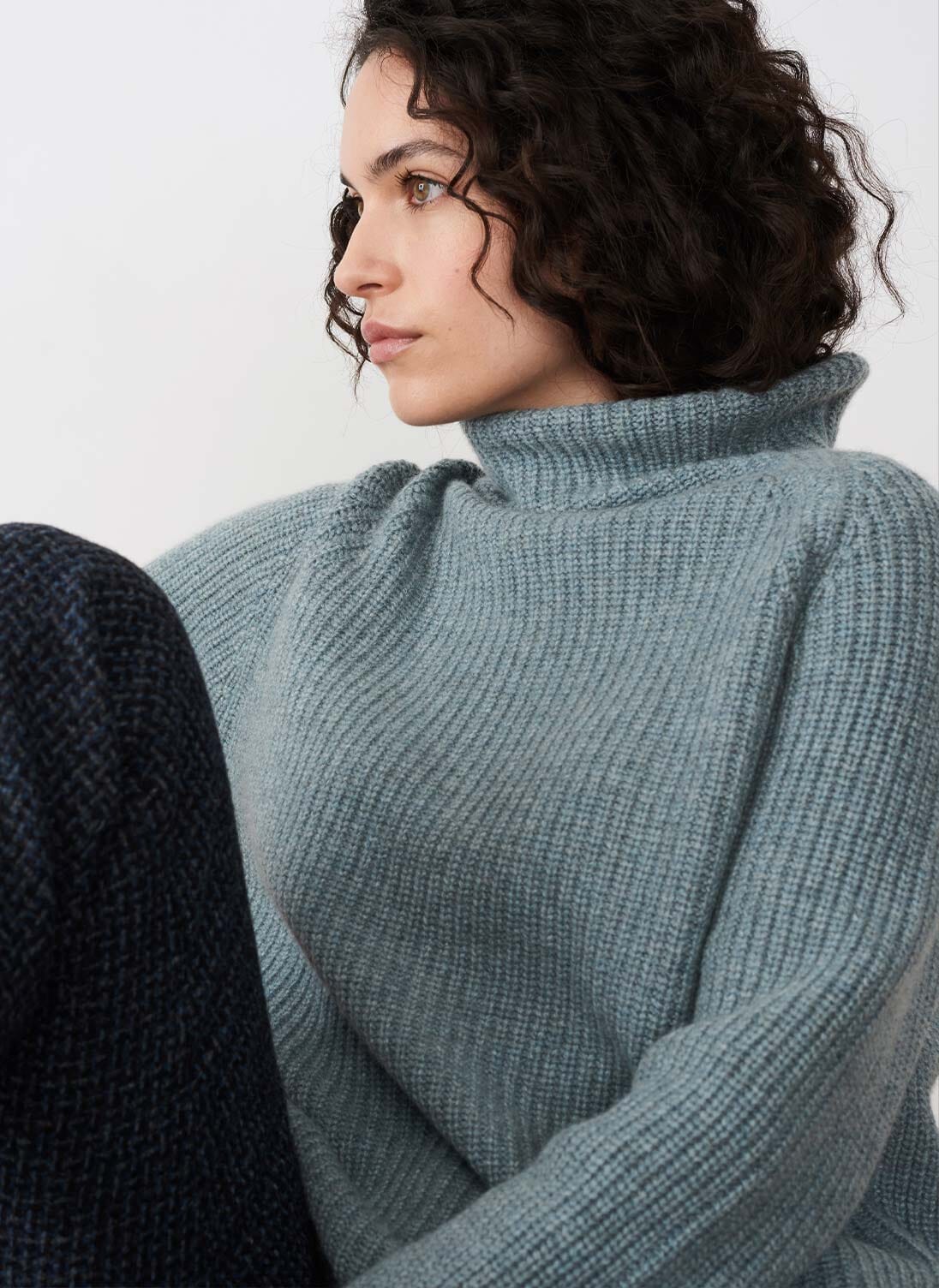 Mercury Cashmere Ribbed Funnel Neck | Women's Polo Necks | Brora